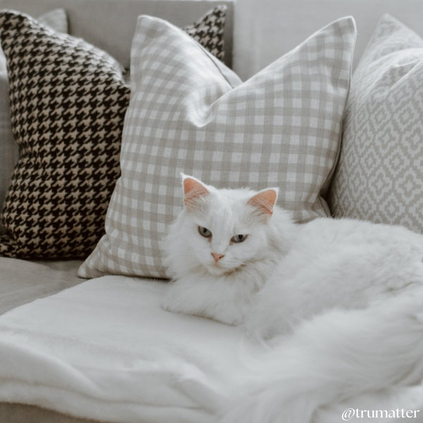 Checkered Neutral Throw Pillow | Fall Decor by Studio Covers